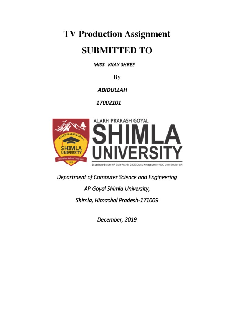 TV Production Assignment | PDF | Filmmaking | Entertainment