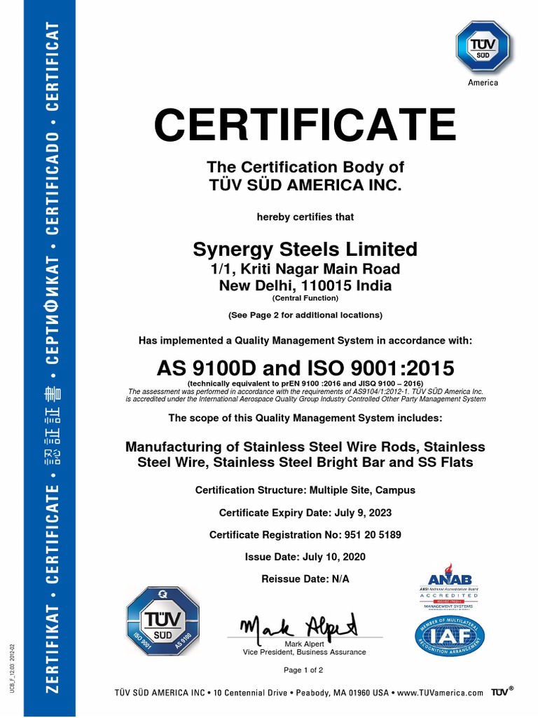 Synergy AS9100 D | PDF | Iso 9000 | Production And Manufacturing