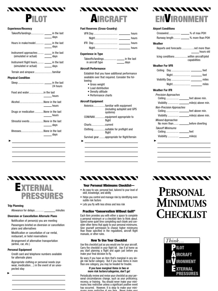Personal Minimums Checklist PDF | PDF | Instrument Flight Rules | Aviation