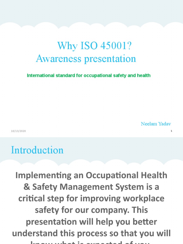 Why ISO 45001? Awareness Presentation: International Standard For ...