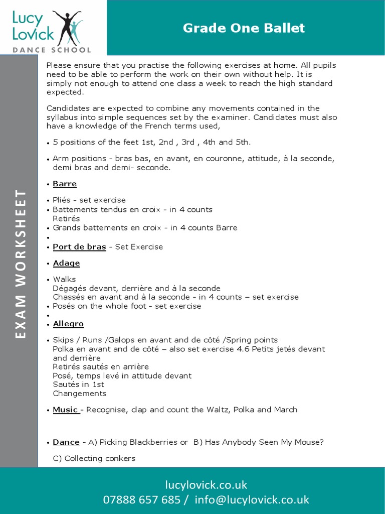 Grade One Ballet LLDS - 1 | PDF