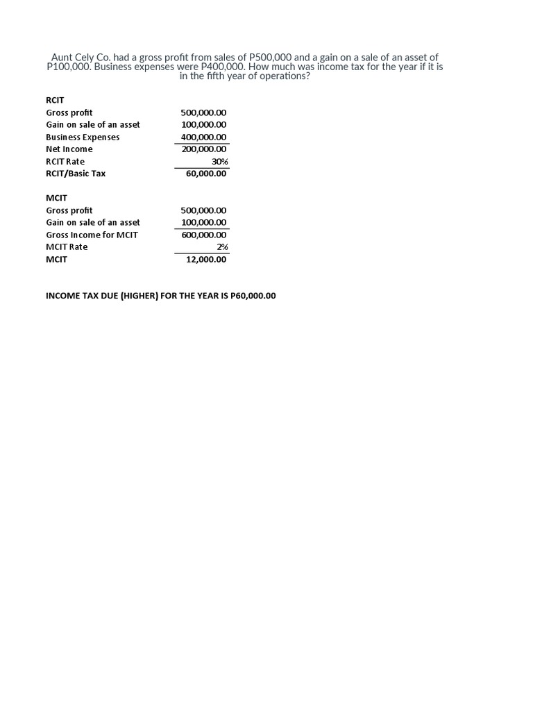 3.2 Exercise - RCIT v. MCIT | PDF | Finance & Money Management | Law