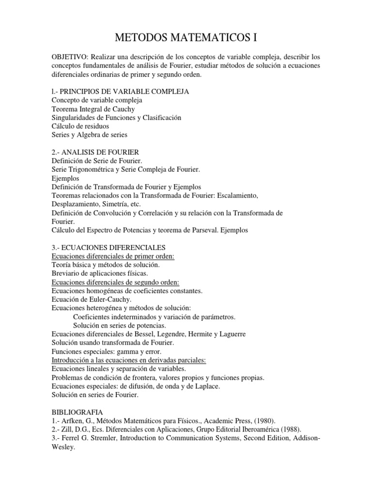 Metodos Matematicos I | PDF