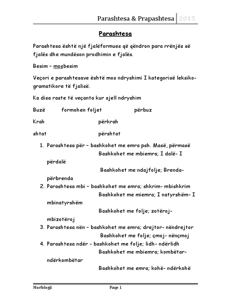 Parashtesa Prapashtesa | PDF