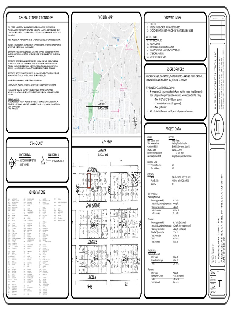 Drawing Index Vicinity Map General Construction Notes: Jobsite Location ...