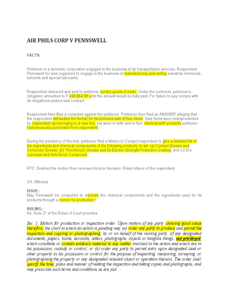 Air Phils Corp V Pennswell | PDF | Trade Secret | Varnish