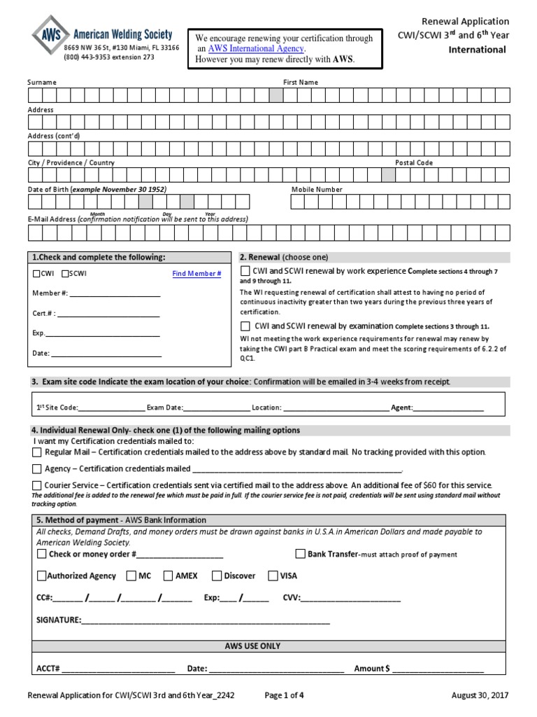 CWI, SCWI-Renewal (3 or 6 Years) - International PDF | PDF | Welding ...