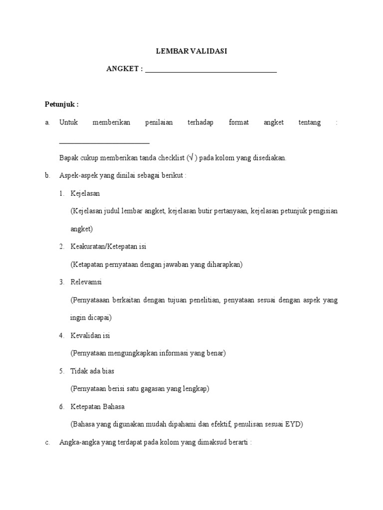 LEMBAR VALIDASI Validator | PDF