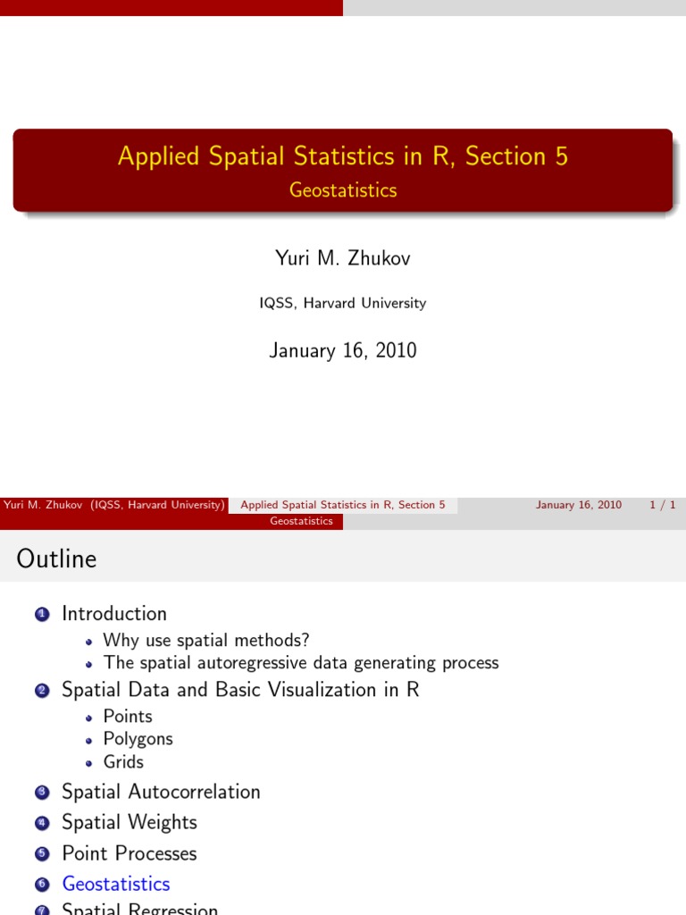 Applied Spatial Statistics In R Section 5 Geostatistics Pdf