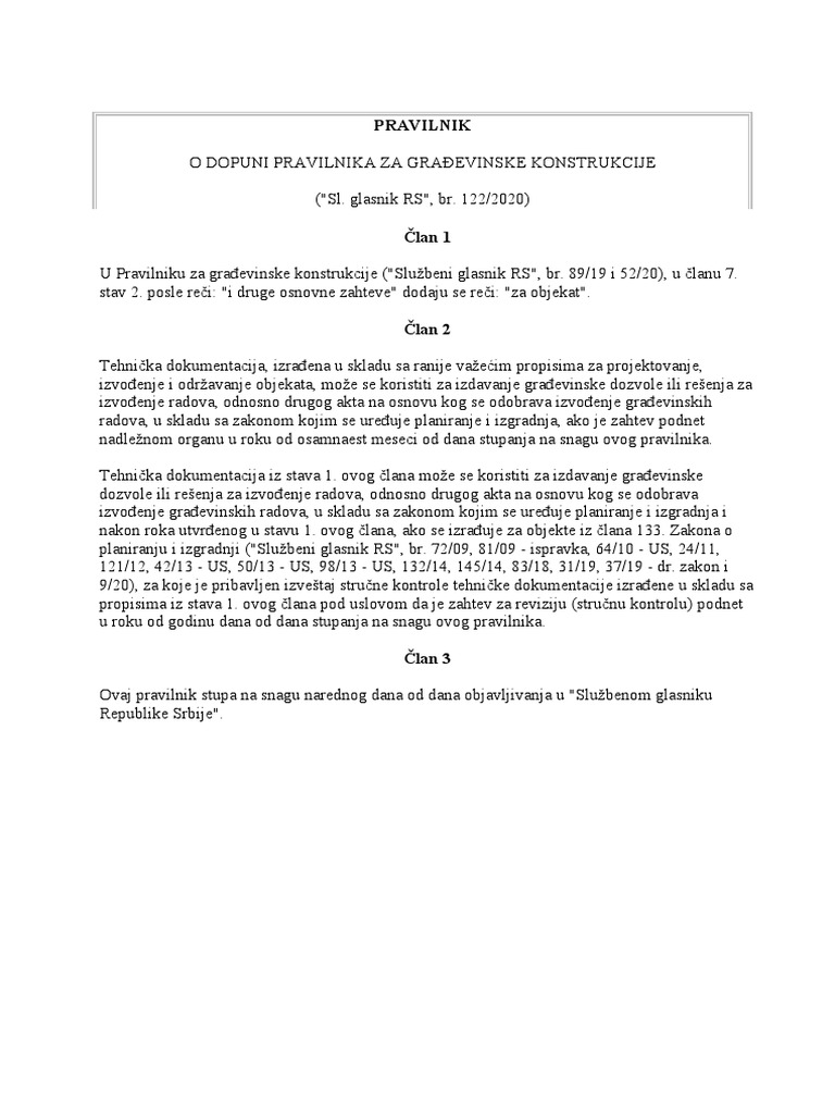 Pravilnik Za Gradjevinske Konstrukcije | PDF
