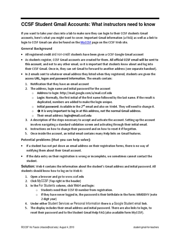 CCSF Student Gmail Accounts:: What Instructors Need To Know | PDF ...