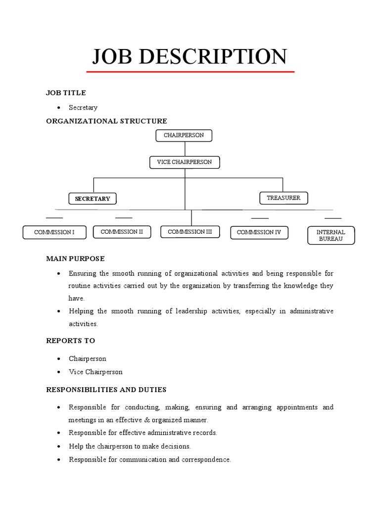 Job Description | PDF | Secretary | Mediation