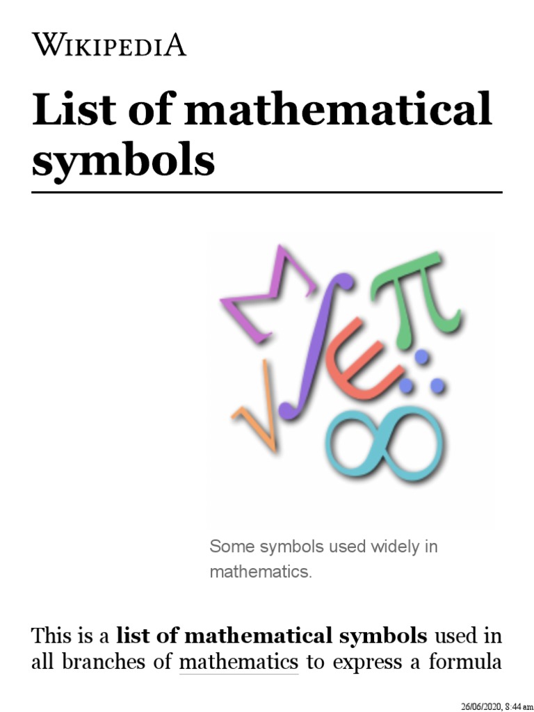 List of Mathematical Symbols PDF | PDF | Integral | Norm (Mathematics)