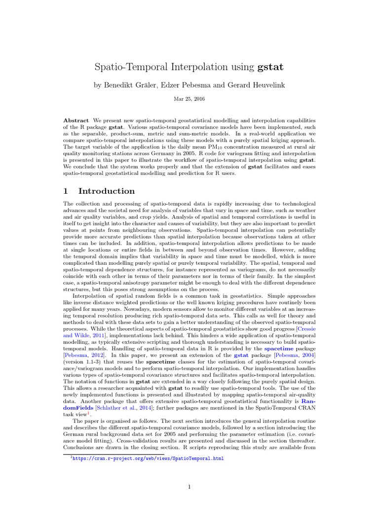 Spatio-Temporal Interpolation in R | PDF | Covariance Matrix | Cross Validation (Statistics)