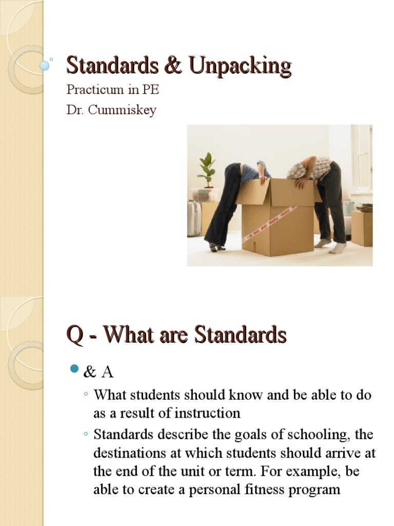 Unpacking Standards - Practicum2 | PDF | Physical Education | Curriculum