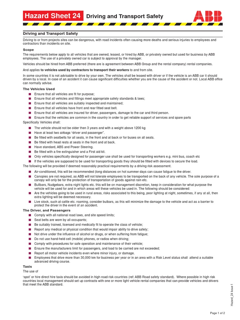 Hazard - 24 - Driving and Transport | PDF | Vehicles | Traffic Collision