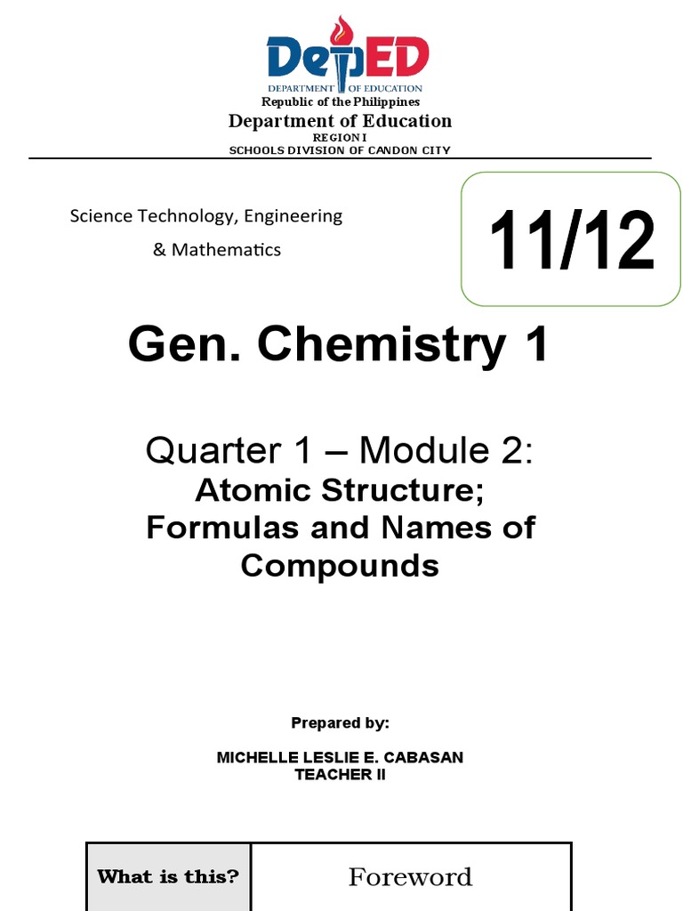 Gen. Chemistry 1: Quarter 1 - Module 2 | PDF | Mole (Unit) | Isotope