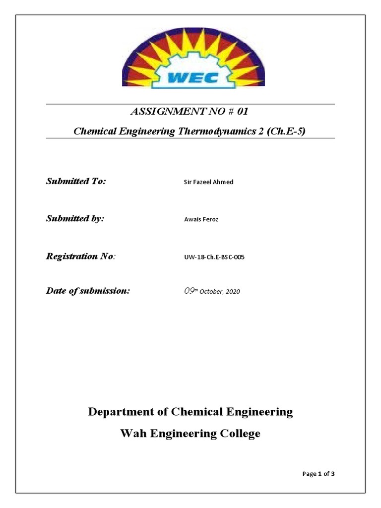 Assignment 1 (PLO-2, CLO-2) | PDF | Statistical Mechanics | Physical ...