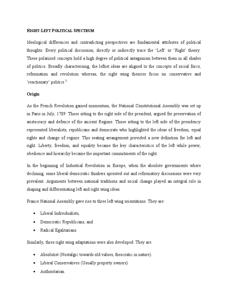 Origins of Left and Right Politics | PDF | Right Wing Politics | Left ...