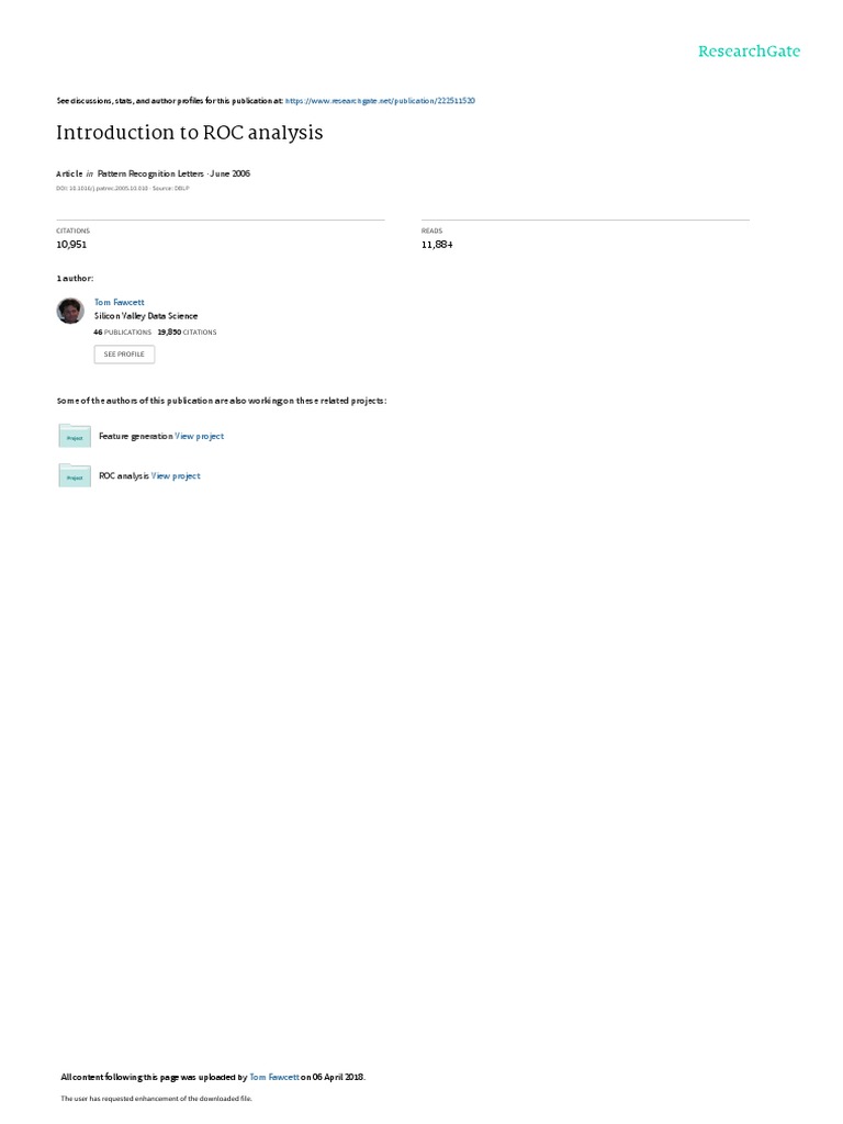 Introduction To ROC Analysis | PDF | Receiver Operating Characteristic ...