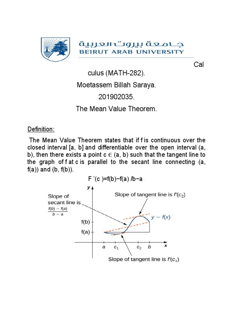 The Mean Value Theorem | PDF | Derivative | Trigonometric Functions