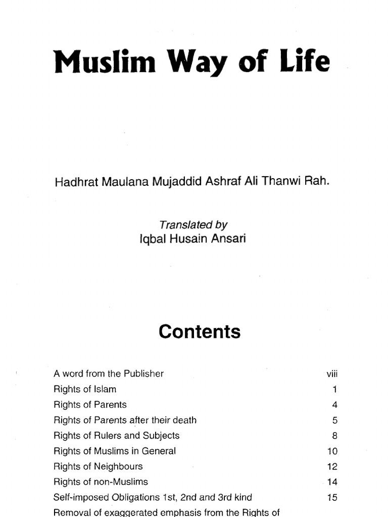 Muslim Way of Life - Maulana Ashraf Ali Thanvi (RA) | PDF | Sin ...
