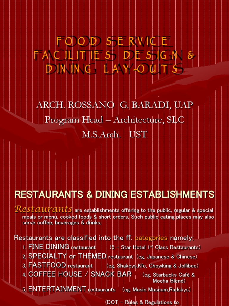 Food Service Facilities Design & Dining Lay-Outs | PDF | Restaurants ...