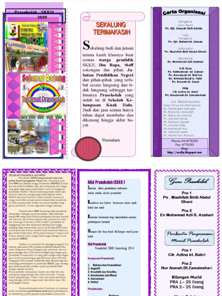 Contoh Pamphlet Prasekolah | PDF