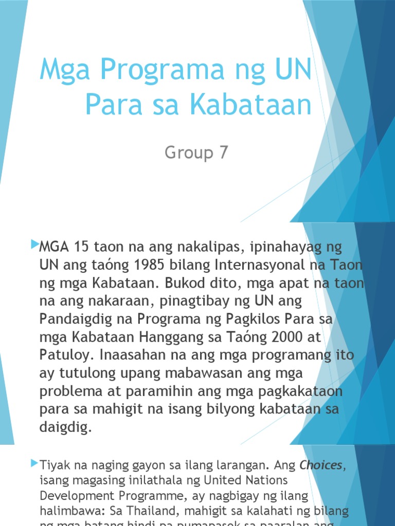 Mga Programa NG UN para Sa Kabataan | PDF
