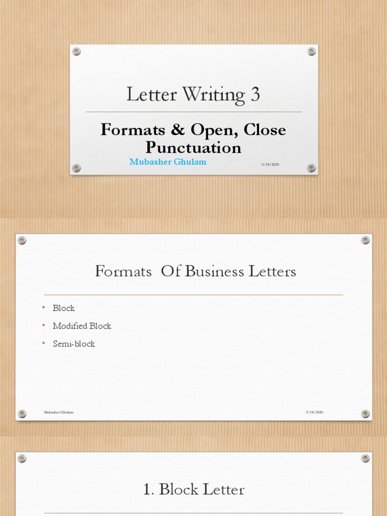 Letter Writing 3: Formats & Open, Close Punctuation | PDF | Paragraph ...