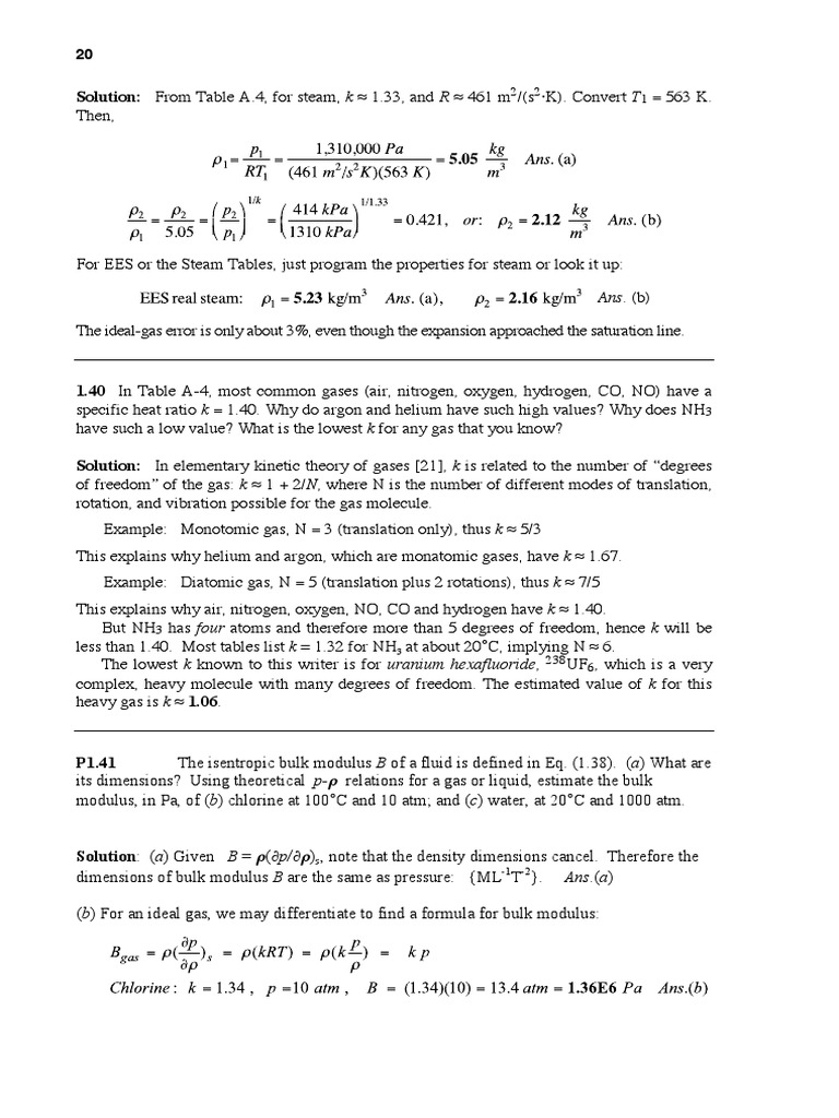 Fluid Mechanics White 7th SOL Part1 Part5 | PDF | Gases | Viscosity