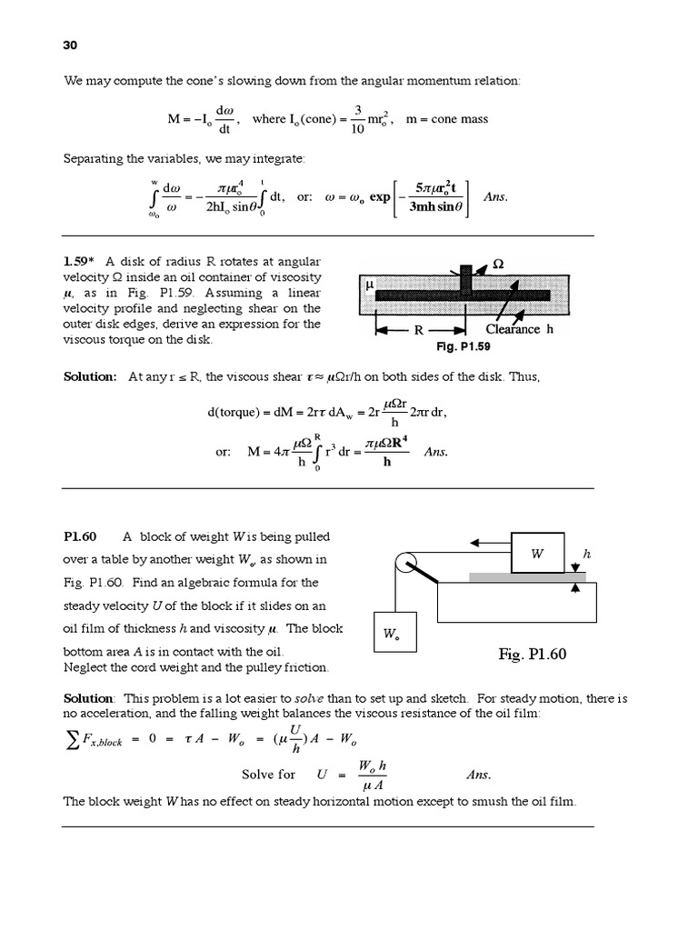 Fluid Mechanics White 7th SOL Part1 Part7 | PDF | Viscosity | Shear Stress Fluid Mechanics White 7th SOL Part1 Part7 | PDF | Viscosity | Shear Stress
