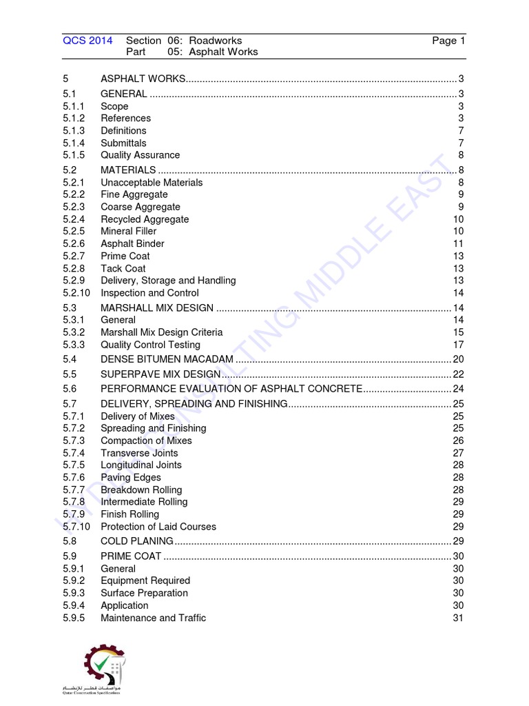 Asphalt Works Guidelines QCS 2014 | PDF | Road Surface | Asphalt