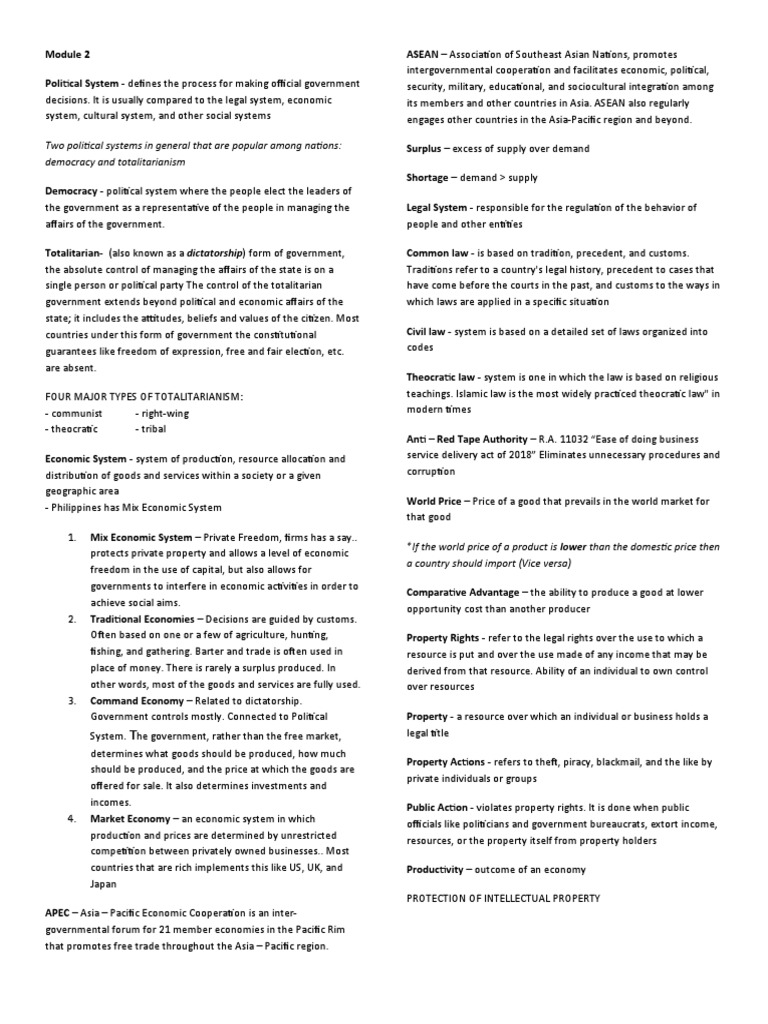 Political Systems and Economic Models | PDF | Economic System ...