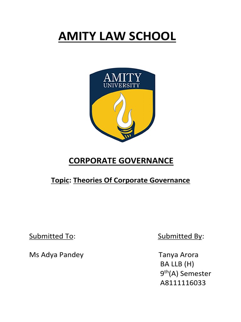 Theories and Principles of Corporate Governance: An Analysis of Agency ...