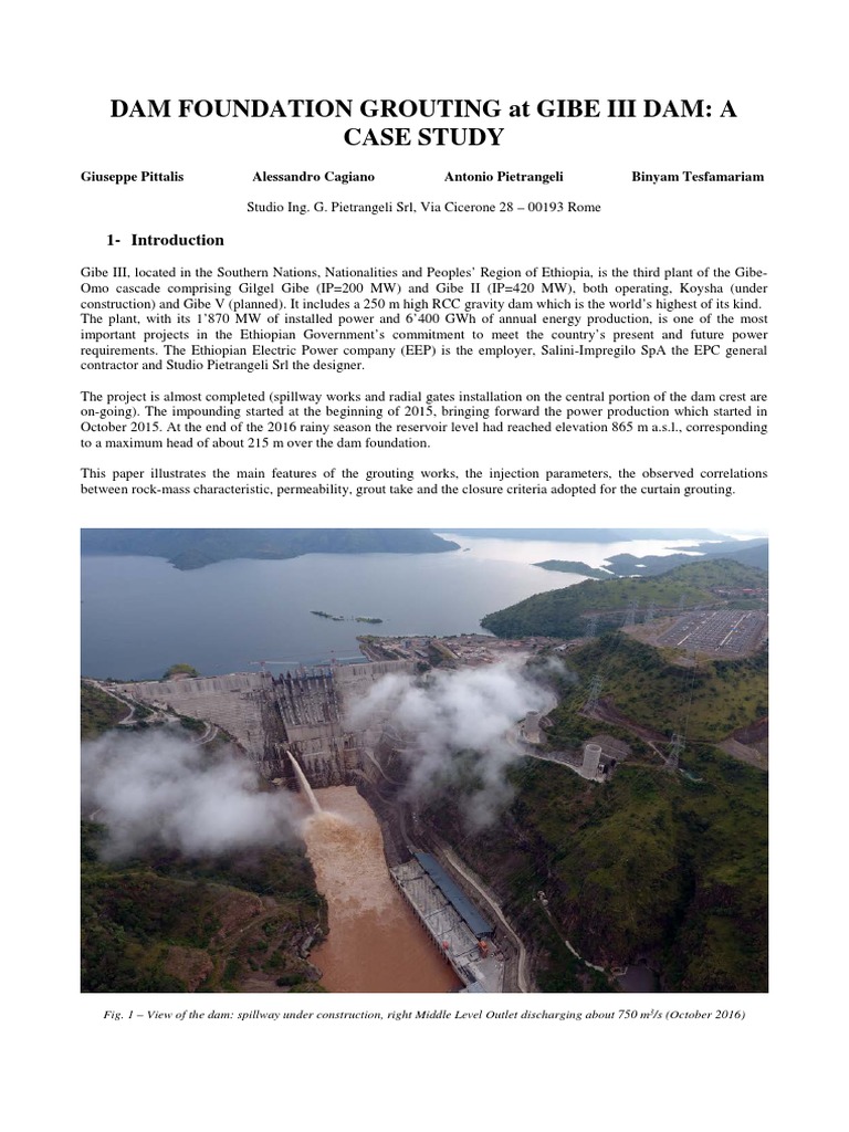 Dam Foundation Grouting at Gibe Iii Dam: A Case Study: 1-Introduction ...