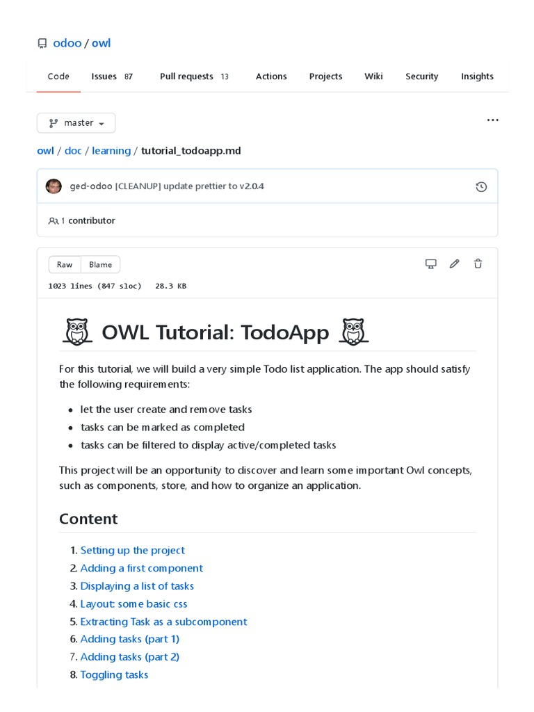 Owl - Tutorial - Todoapp - MD at Master Odoo - Owl | PDF | Application Software | Xml