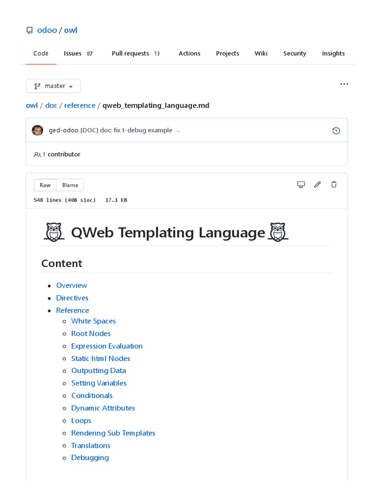 Owl - Qweb - Templating - Language - MD at Master Odoo - Owl | PDF | Computer Programming ...