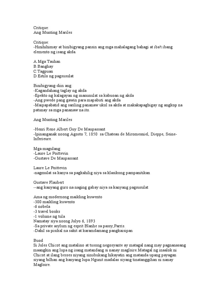 Critique in Filipino | PDF