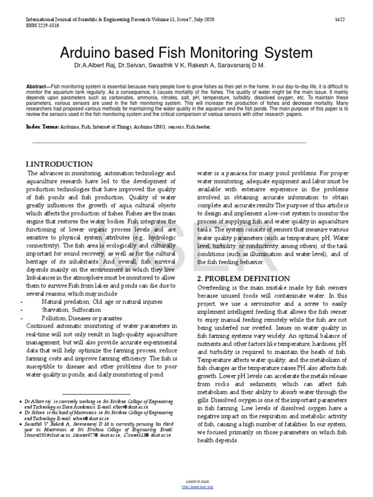Ijser: Arduino Based Fish Monitoring System | PDF | Internet Of Things ...