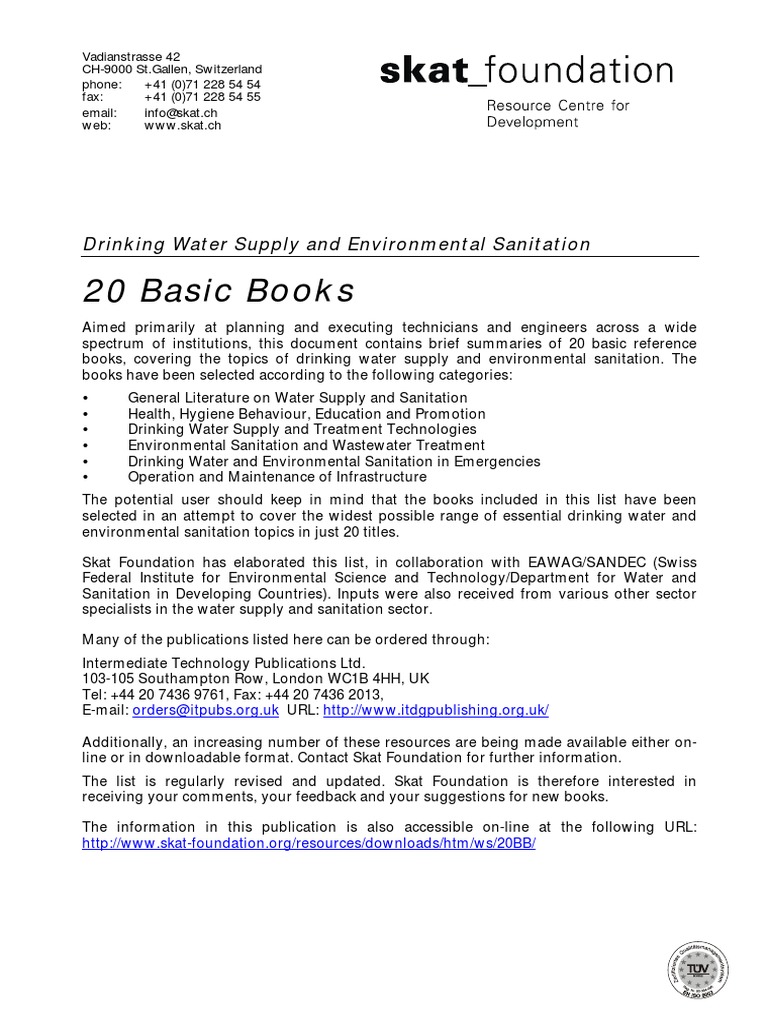 20 Basic Books: Drinking Water Supply and Environmental Sanitation ...