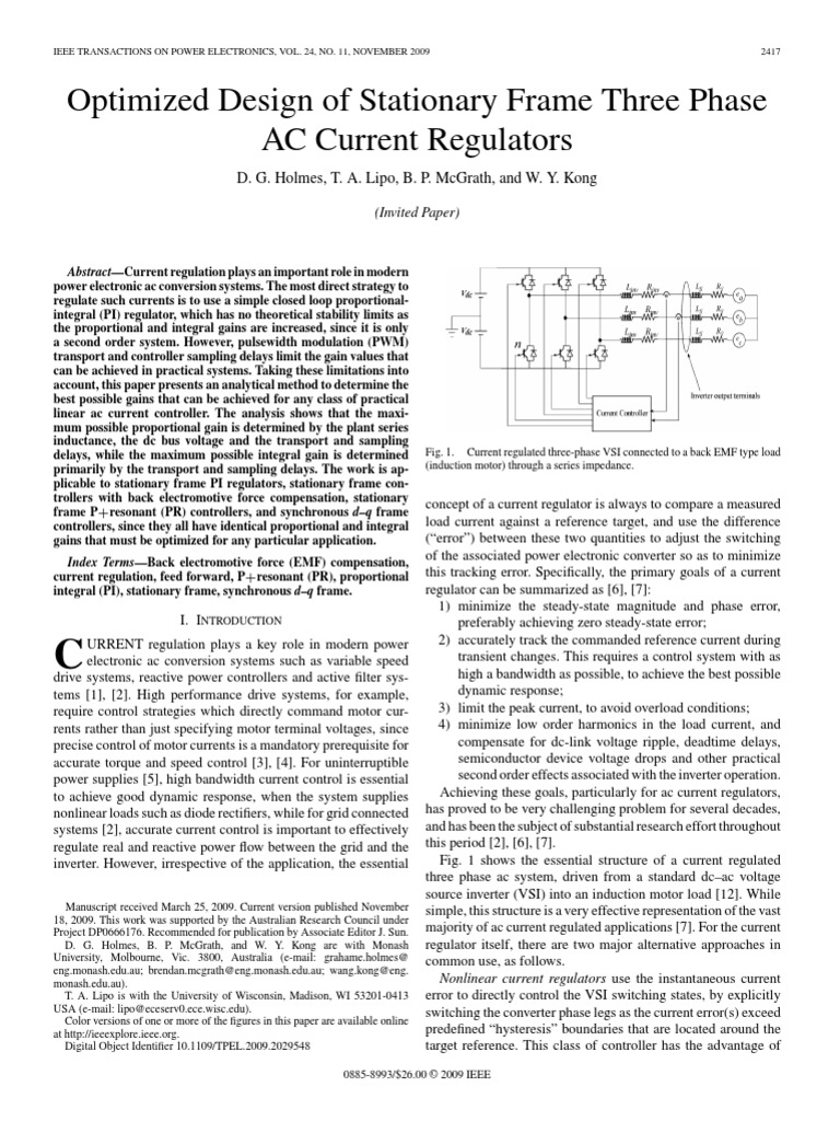 Optimized Design of Stationary Frame Three Phase AC Current Regulators-2009 | PDF | Power ...