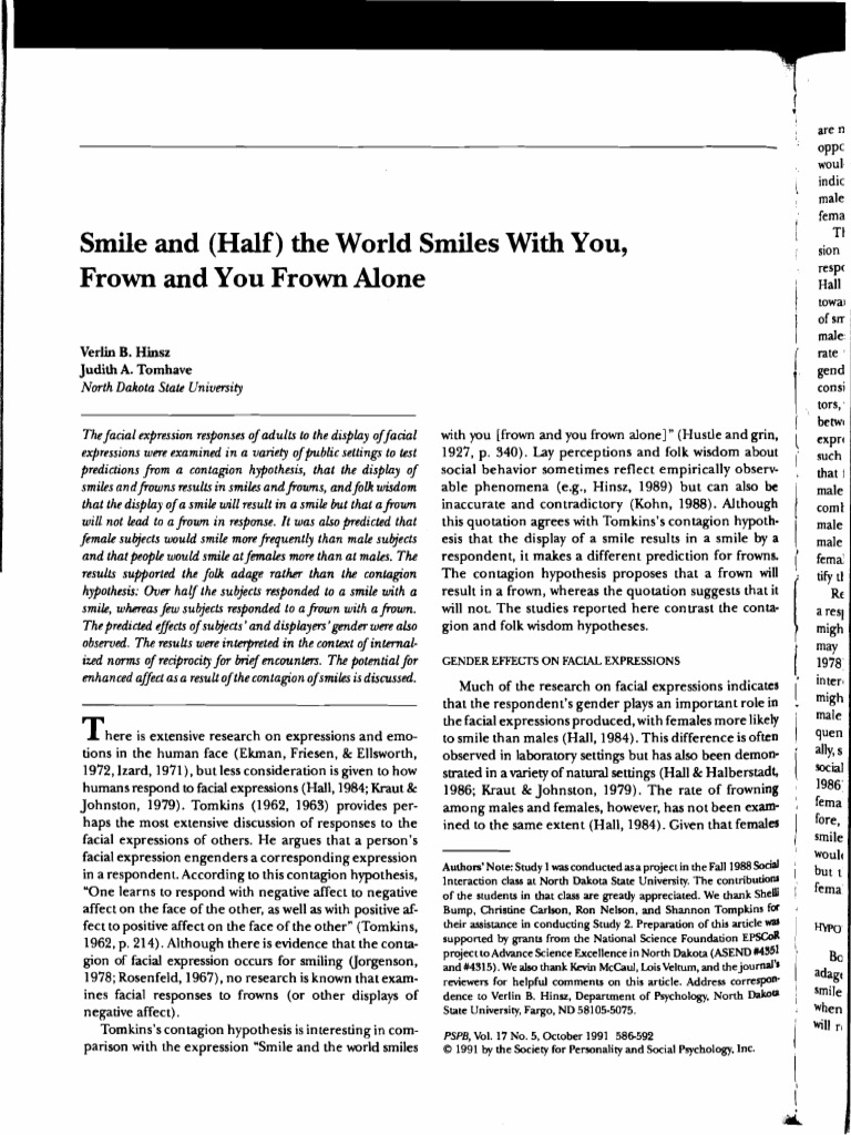 Smiles and Frowns: A Social Response Study | PDF | Facial Expression ...