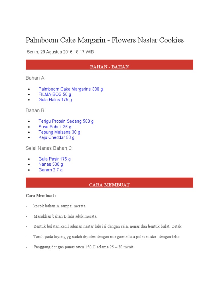 Palmboom Cake Margarin | PDF