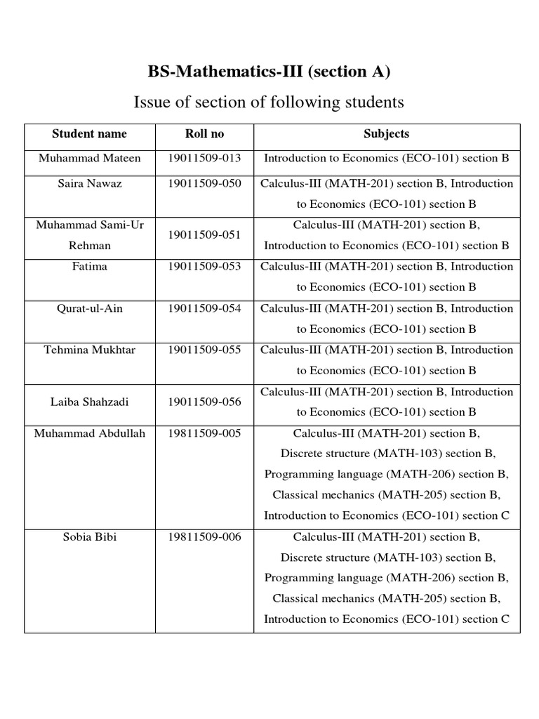 BS-mathematics-III Section A | PDF