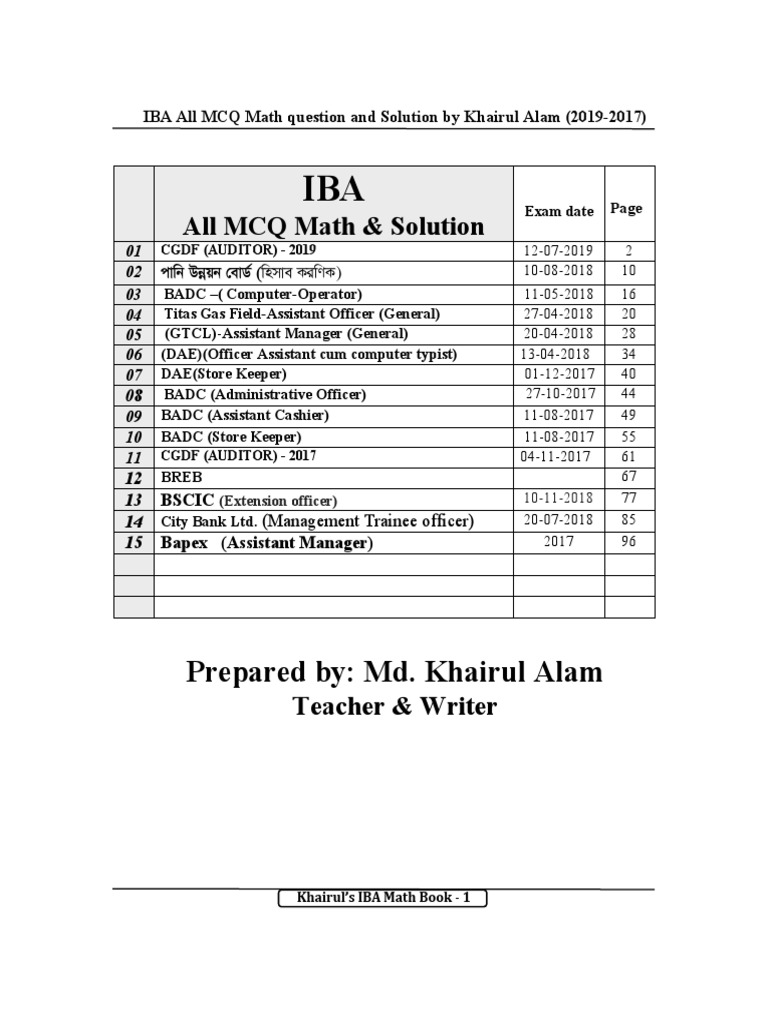 Iba-Mcq-Math-Solution-2017-2019-Up by Mehedi | PDF | Business