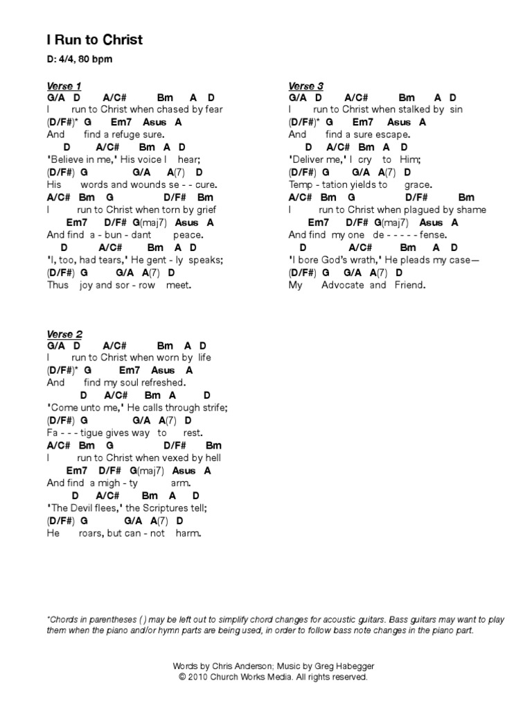I Run To Christ (Chord Chart) | PDF | Religious Belief And Doctrine ...