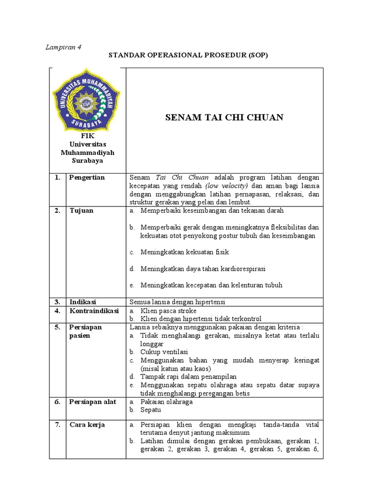 SOP Senam Tai Chi | PDF