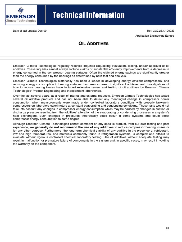 Efficacy of Zerol Ice Additive in Compressors | PDF | Climate | Bearing ...