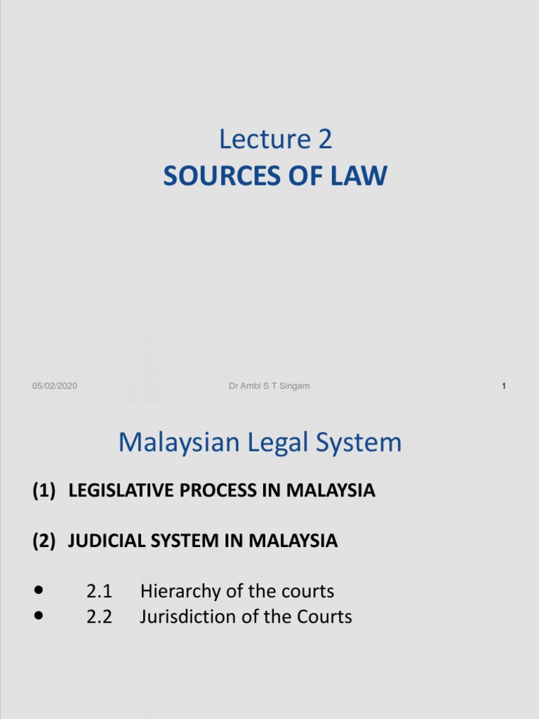 Lecture 2 Sources of Law Business Law Malaysia | PDF | Bill (Law ...